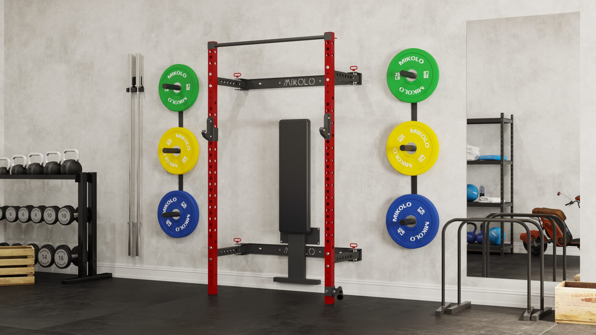 Maximum Training Space with Mikolo FoldGym™ Squat Rack - Mikolo