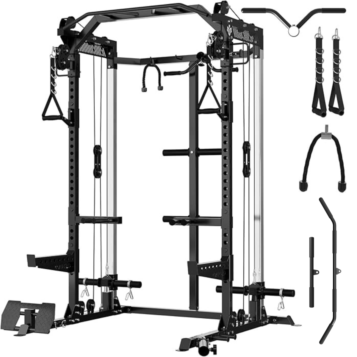 HR05 Half Rack and Functional Trainer Combo, Black, Red - MIKOLO