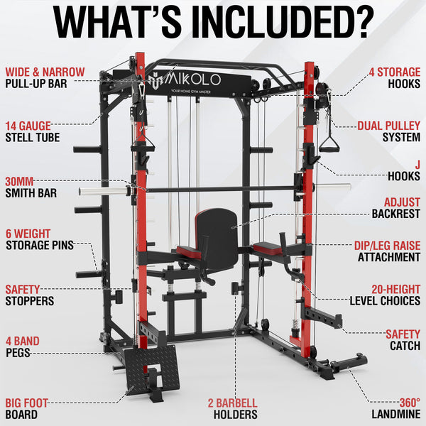 Mikolo All In One Smith Machine with a Variety of Attachments