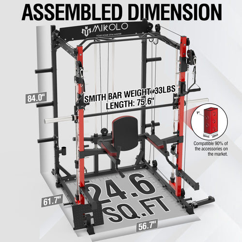 Mikolo All In One Smith Machine with a Variety of Attachments