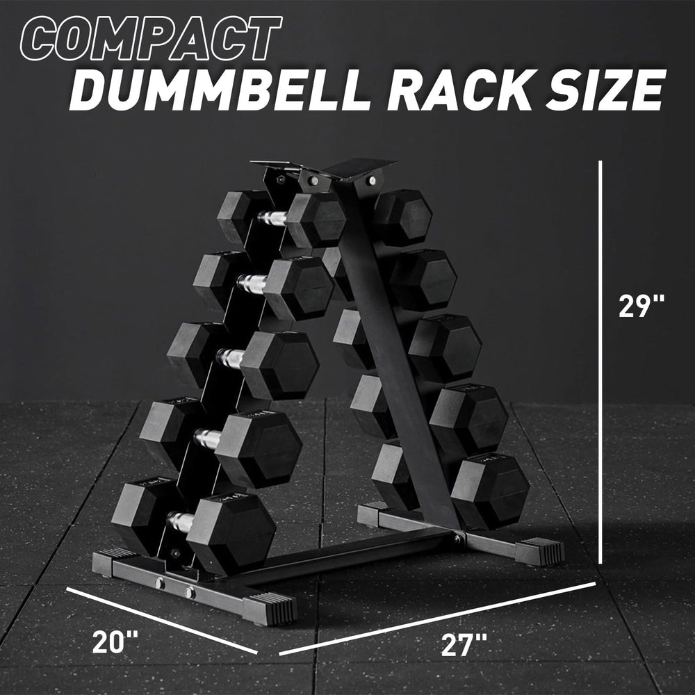Rubber Hex Dumbbell Rack Set - 160 lb