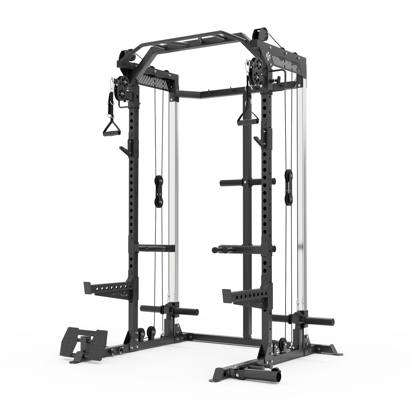 HR05 Half Rack and Functional Trainer Combo, Black, Red - MIKOLO