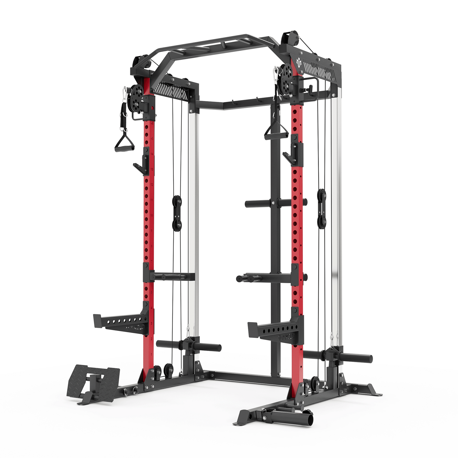 HR05 Half Rack and Functional Trainer Combo, Black, Red - MIKOLO