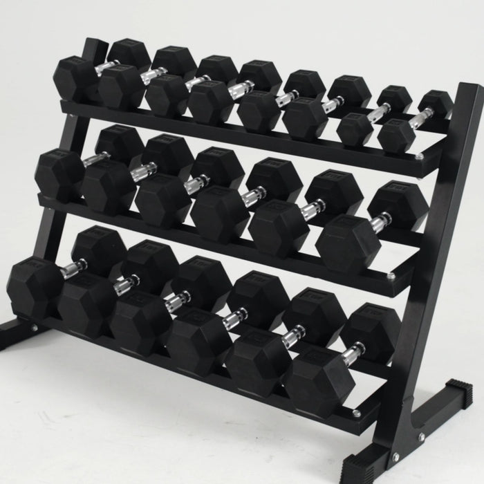 Mikolo Rubber Hex Dumbbells Set with Rack