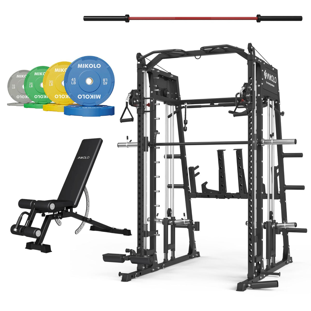MIKOLO M4-2.0 All-in-One Smith Machine Functional Trainer Upgraded Compact
