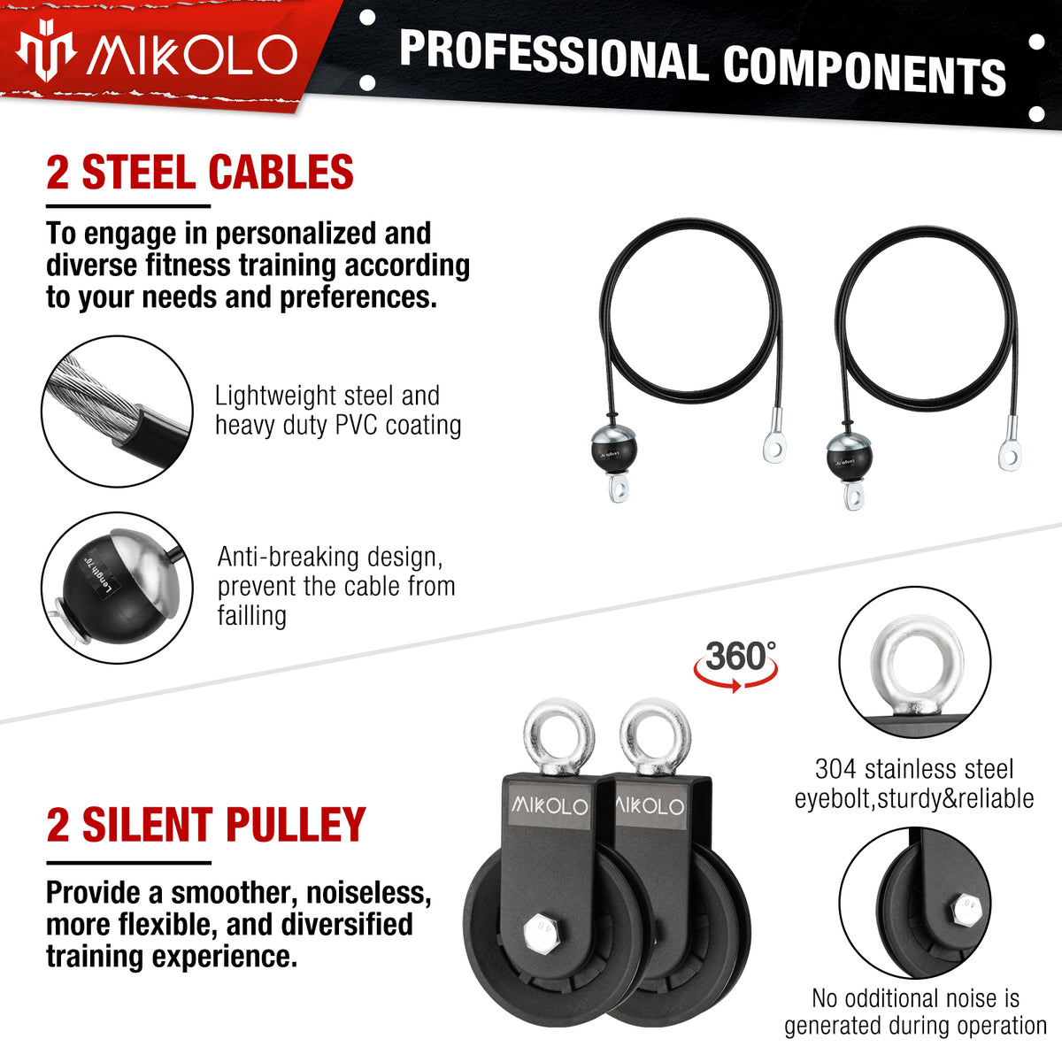 Lat & Lift Cable Pulley System for Home Gym - MIKOLO