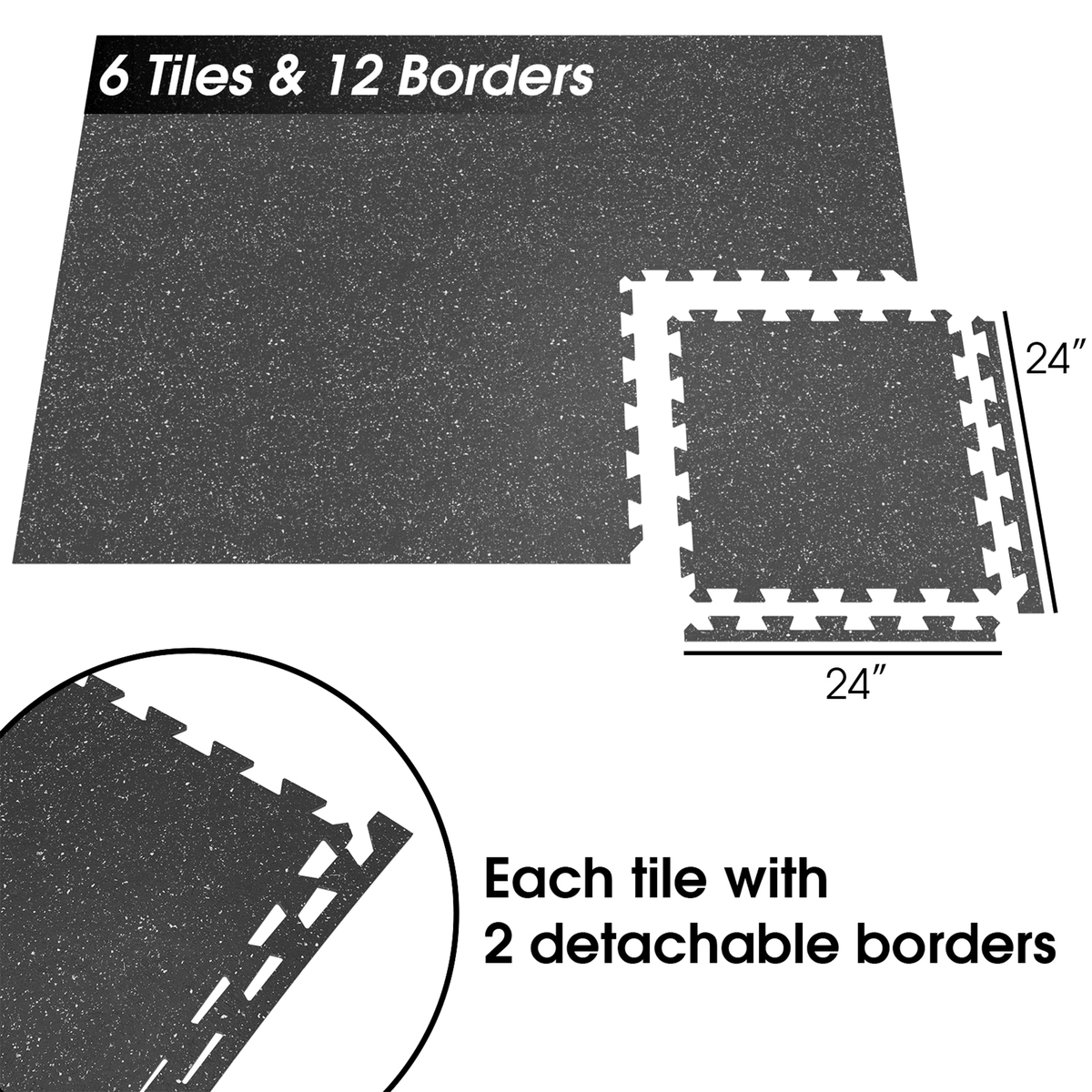 Rubber Flooring Mat Set - 6 pcs