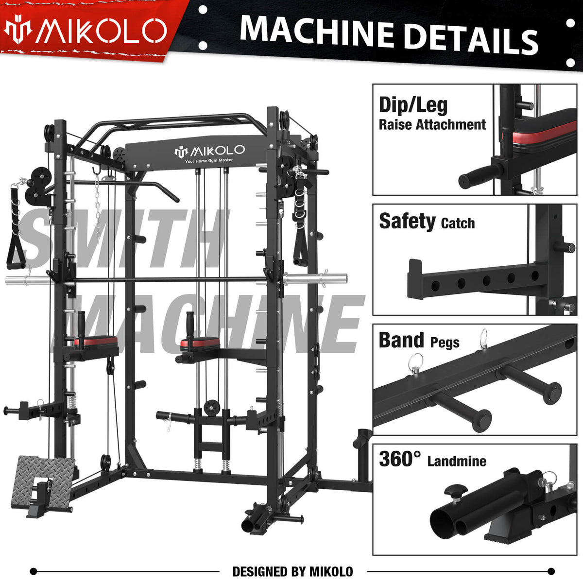 Mikolo All In One Smith Machine with a Variety of Attachments