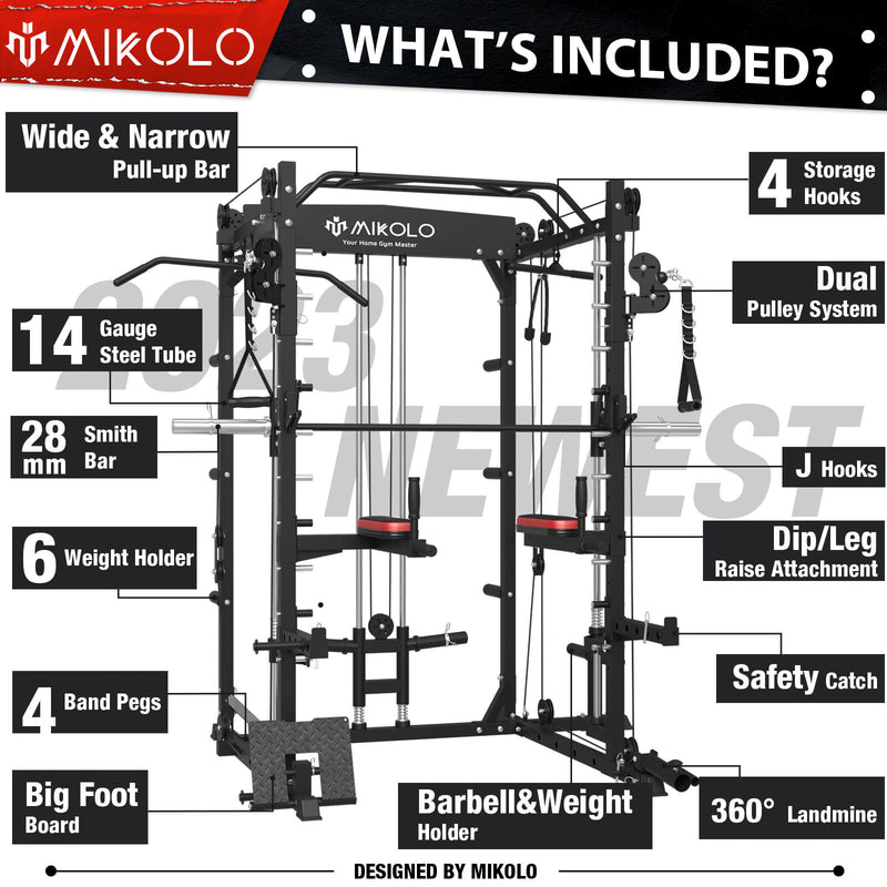 Mikolo All In One Smith Machine with a Variety of Attachments