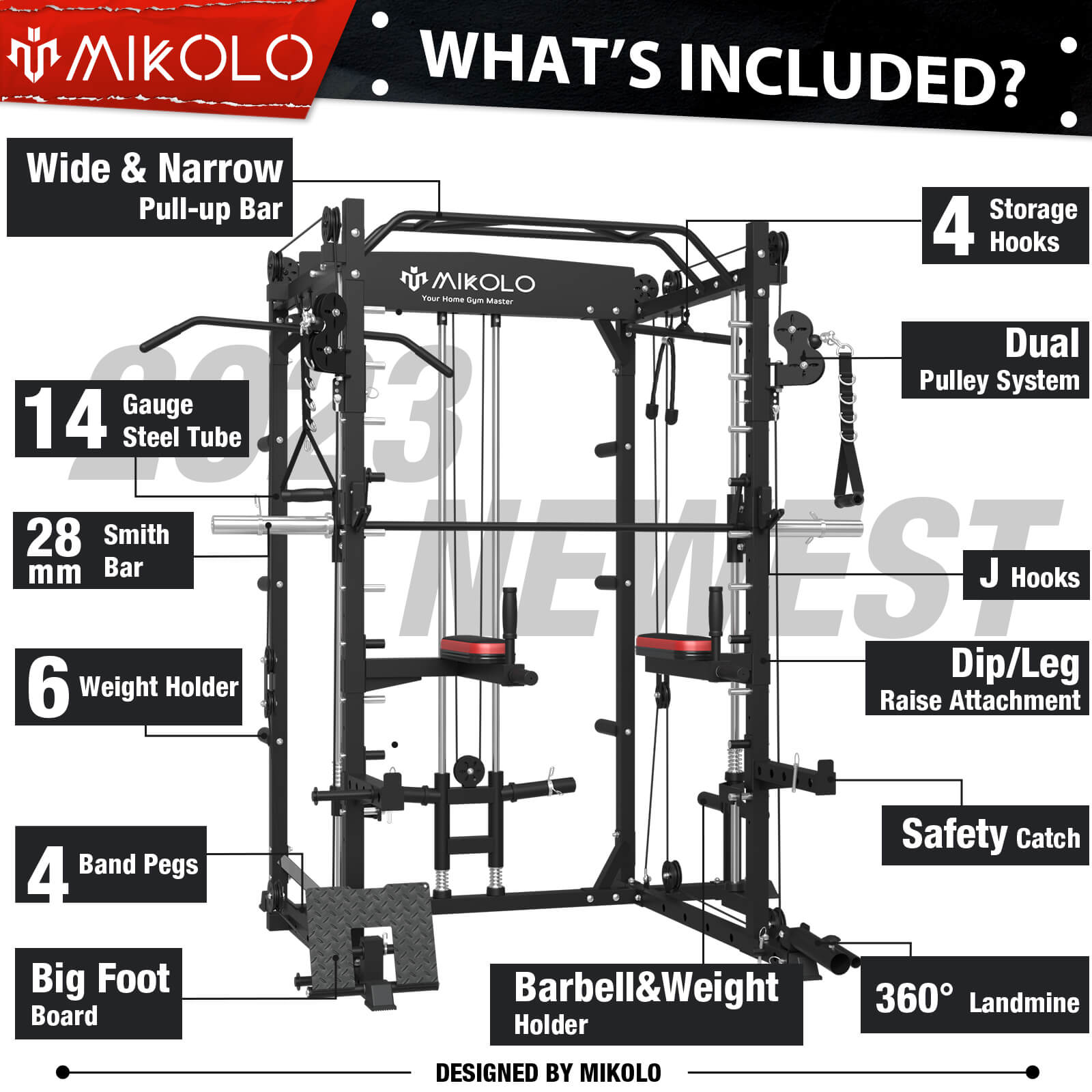 Mikolo All In One Smith Machine with a Variety of Attachments – mikologym