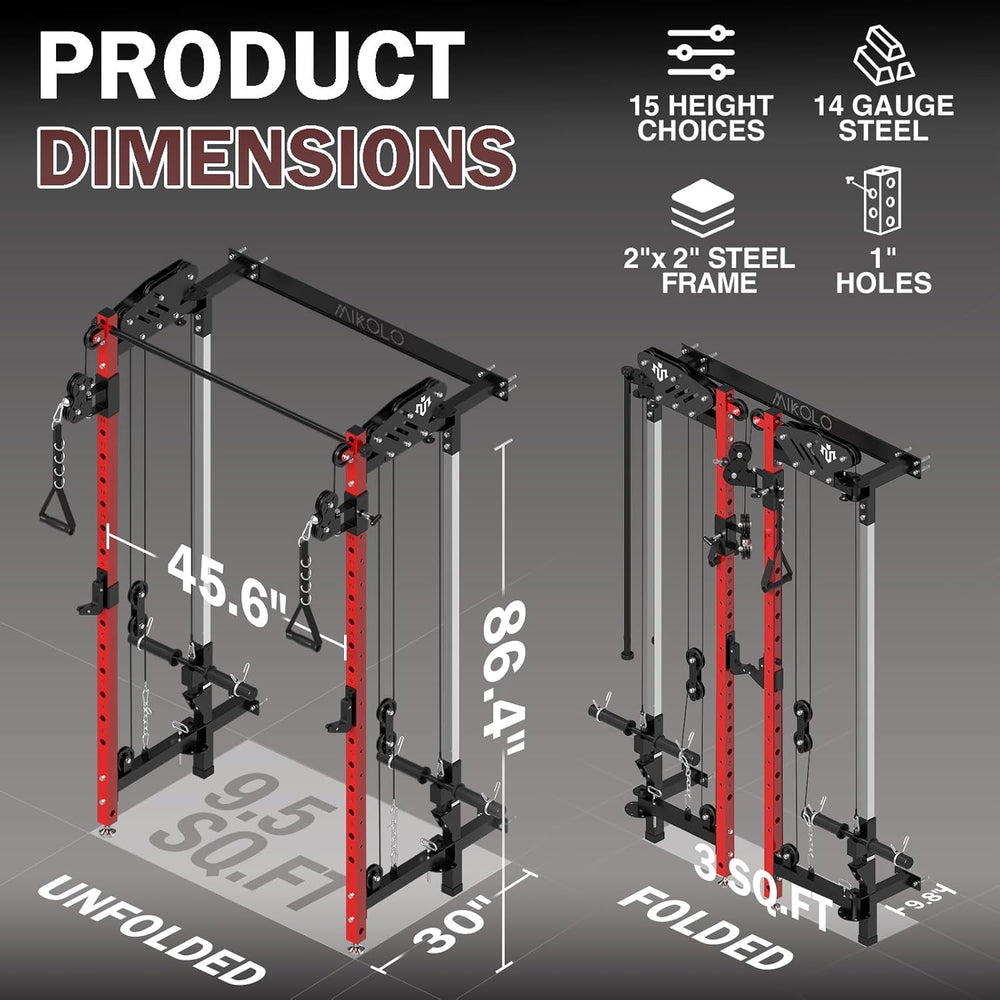 CHEETAH™ Wall Mounted Folding Power Rack Functional Trainer